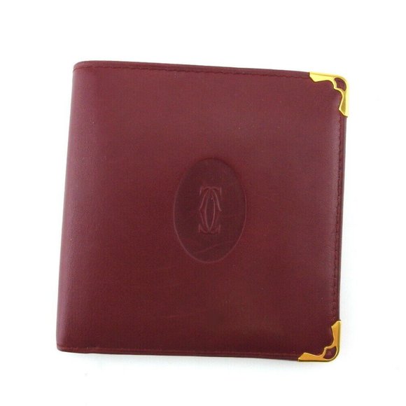 Cartier | Bags | Cartier Bi Fold Wallet Mastrin Bordeaux Leather ...